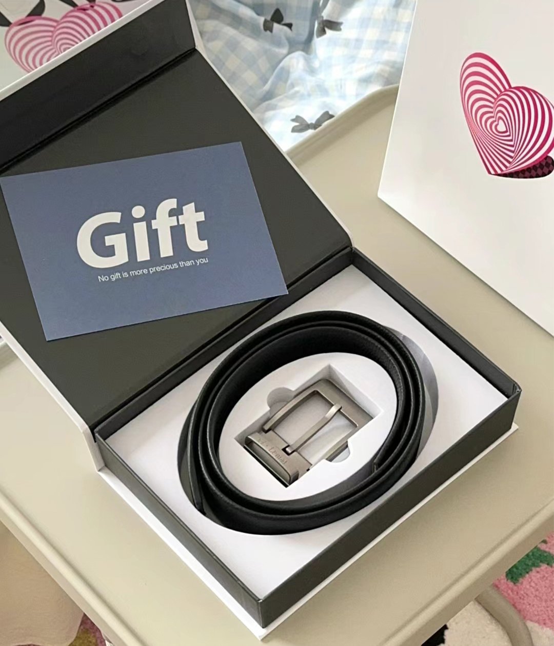 Custom belt gift box lid and bottom gift box - Js Packaging Factory